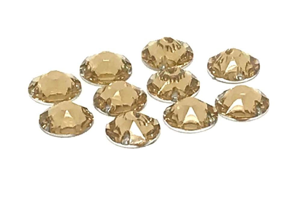 Light Gold EIMASS Resin Round Sew Or Glue On Crystals Flat Back Rhinestones