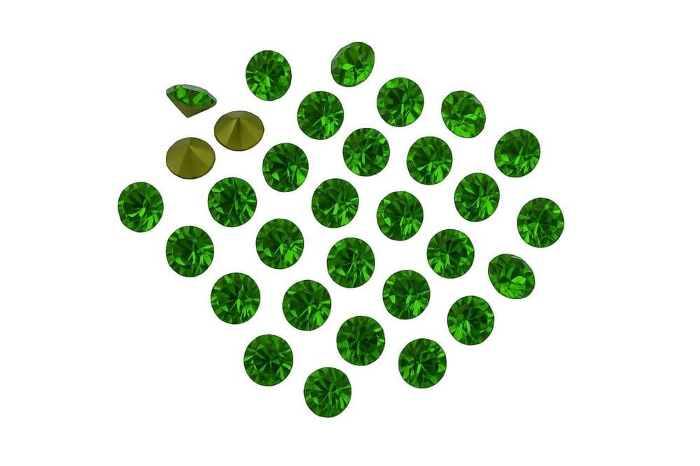 Peridot Lime Green Foiled Chatons EIMASS Point Back Crystals