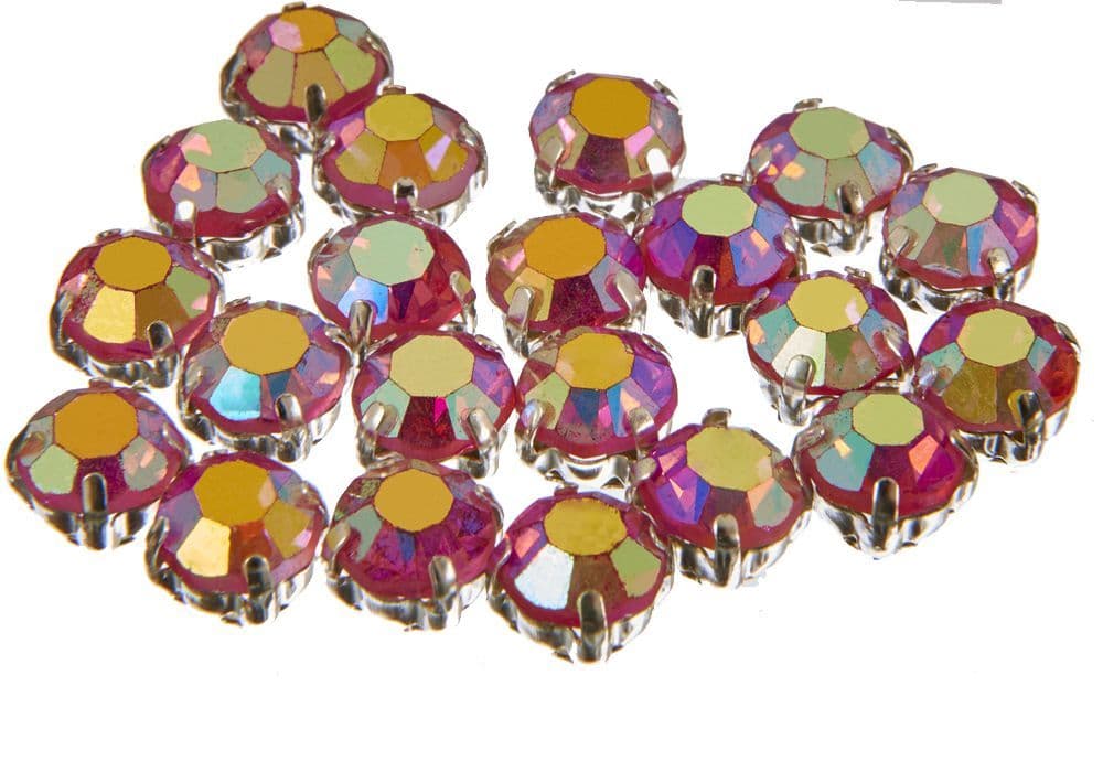 Rose AB Rose Montees EIMASS 3555 Range Single Stone Silver Setting Crystals