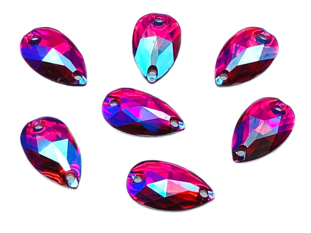 Rose AB Teardrop EIMASS Resin Crystals Sew or Glue on Flat Back Rhinestones