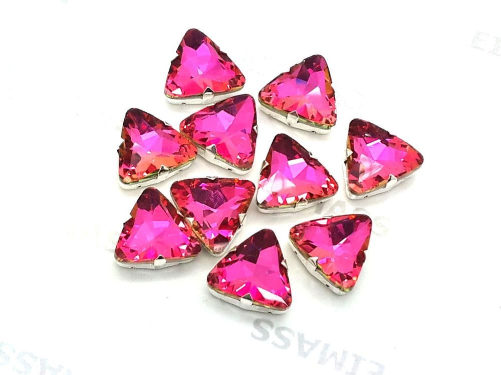 Rose Hot Pink Triangle EIMASS 3511 Sew or Glue on Glass Crystals in ...