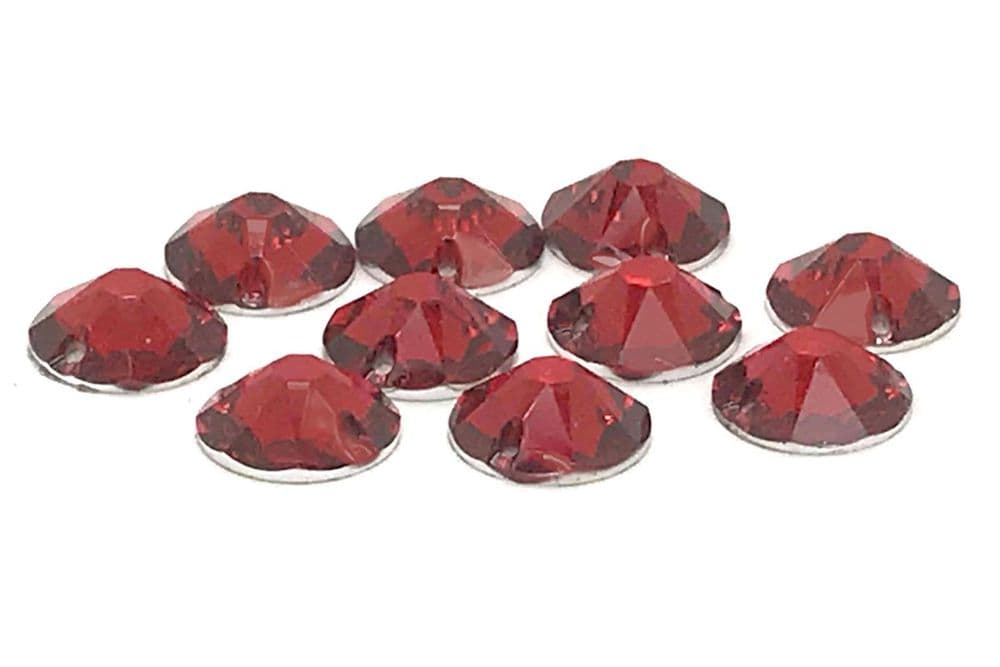 Siam Red EIMASS Resin Round Sew Or Glue On Crystals Flat Back Rhinestones