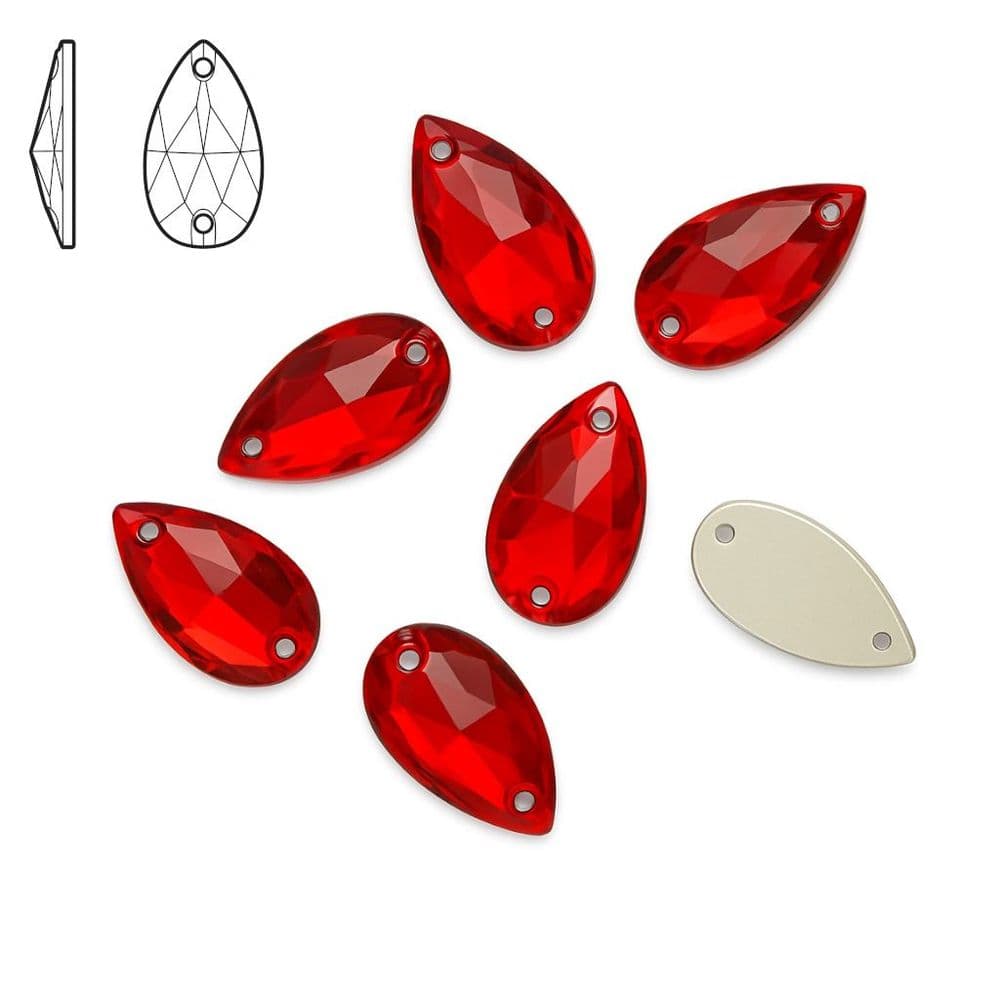 Siam Red Teardrop EIMASS 8868 Exquisite Range Sew on Glue on Flat Back ...
