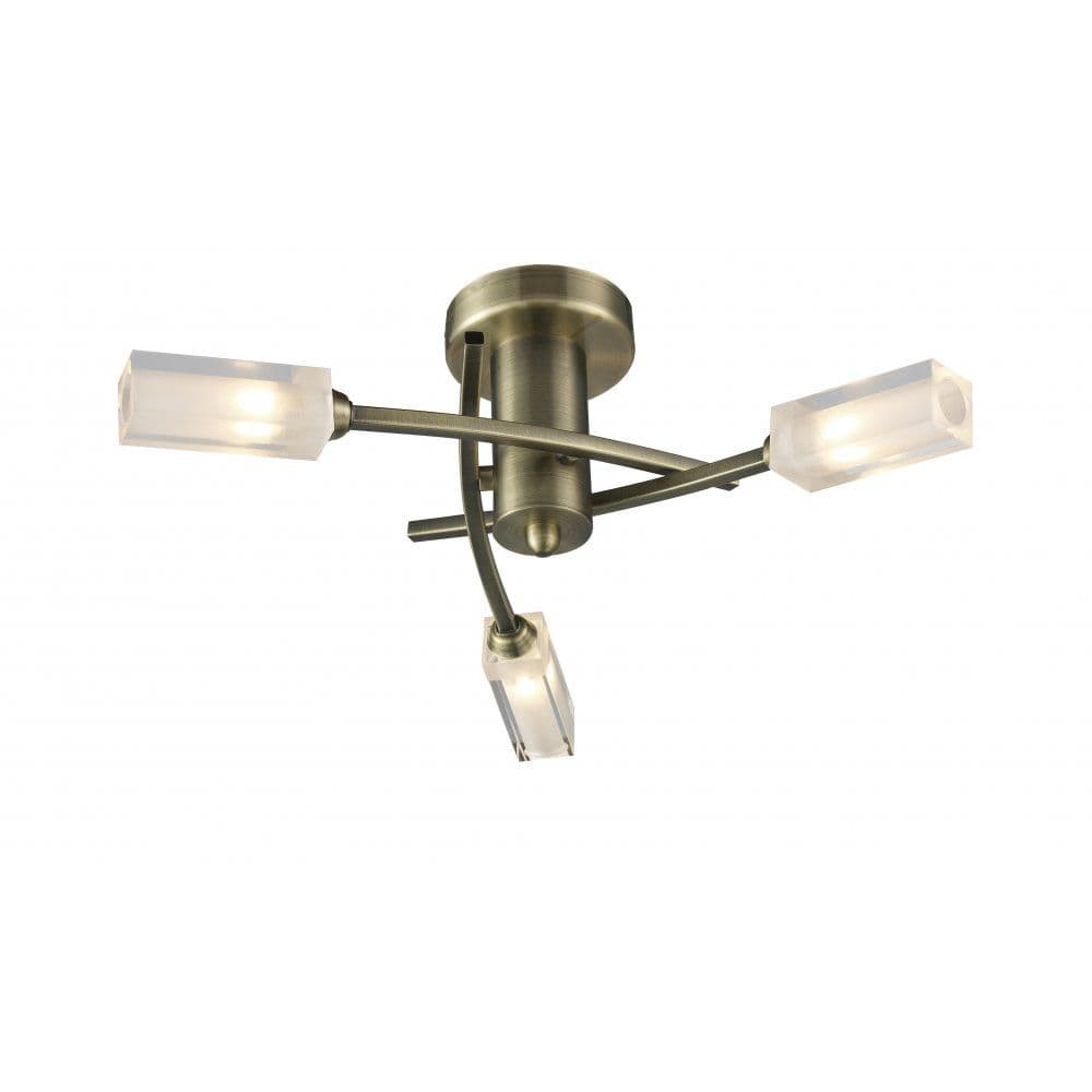 Morgan 3-light Antique Brass Semi Flush Ceiling Light 030740 MOR0375