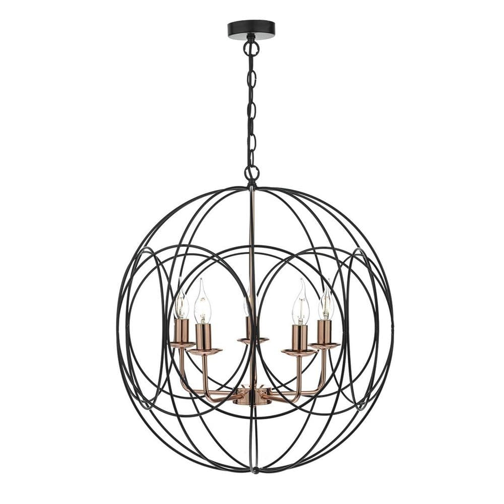 Phoenix 5 Light Pendant Black Copper