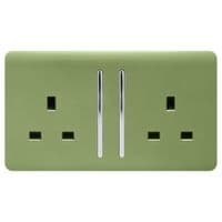 Trendi 2 Gang Artistic Modern Glossy 13 Amp Switched Tactile Plug ...