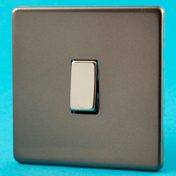 Varilight 1 Gang 1 or 2 Way 10A Rocker Light Switch Screwless Pewter ...
