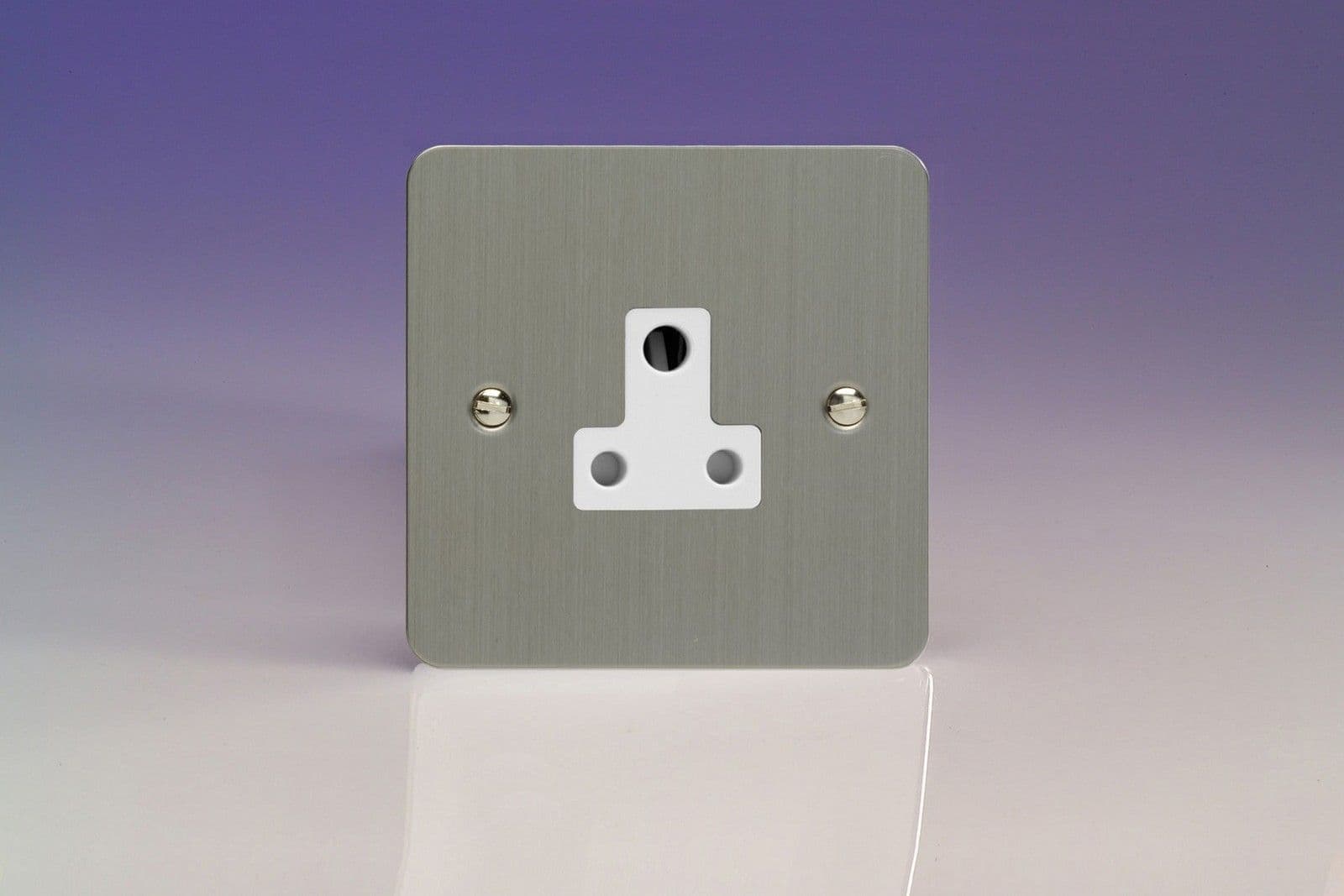 Varilight 1 Gang 5 Amp Round Pin Socket Ultra Flat Brushed Steel White ...