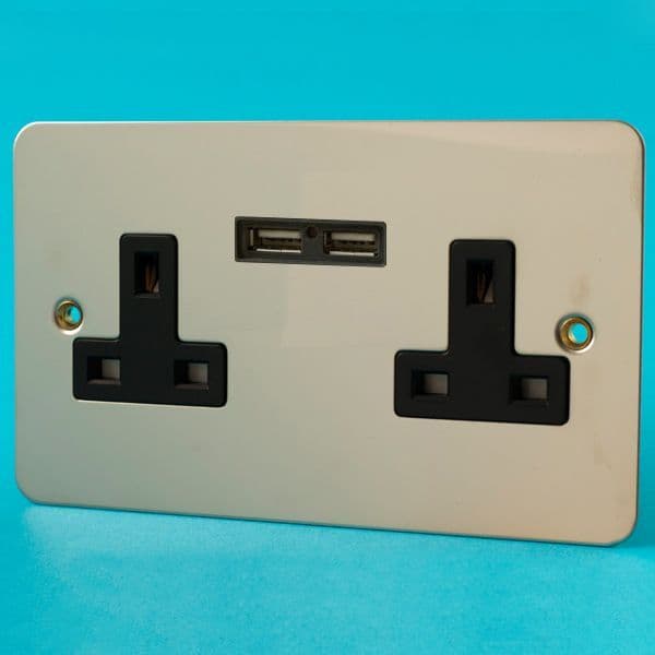 Varilight 2 Gang 13 Amp Un-Switched USB Double Plug Socket Ultra-Flat ...