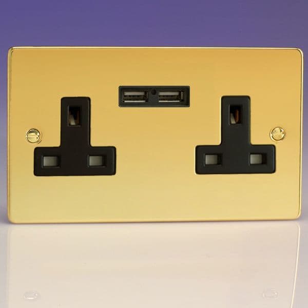 Varilight 2 Gang 13 Amp Un-Switched USB Double Plug Socket Ultra-Flat ...