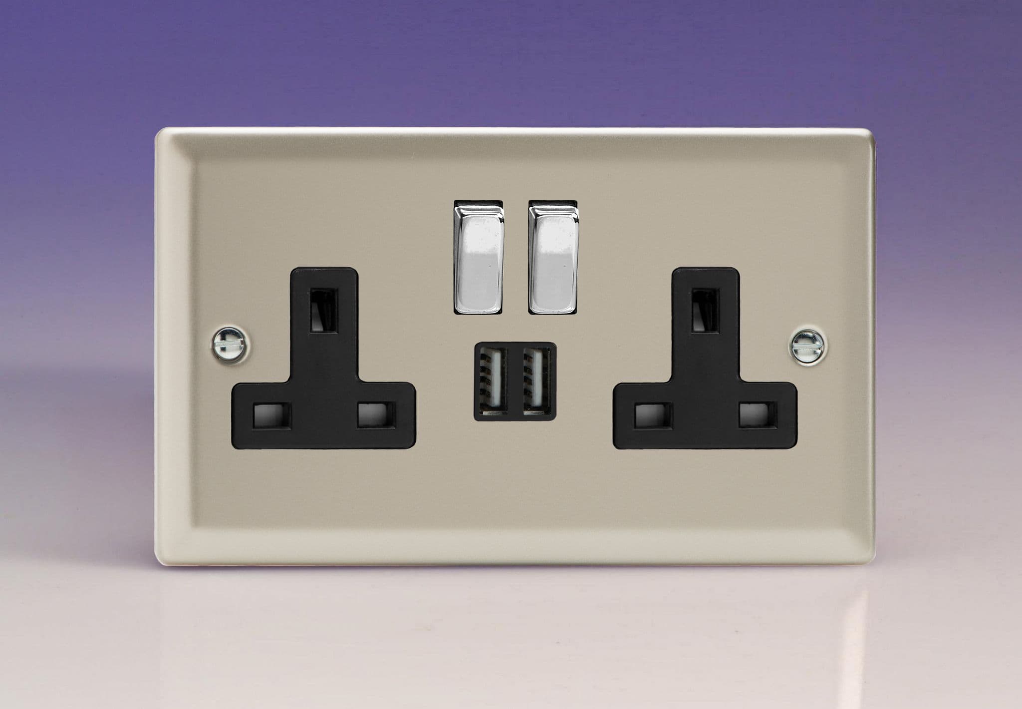 Varilight 2-Gang 13A Double Pole Socket with Metal Rockers 2 5V DC ...