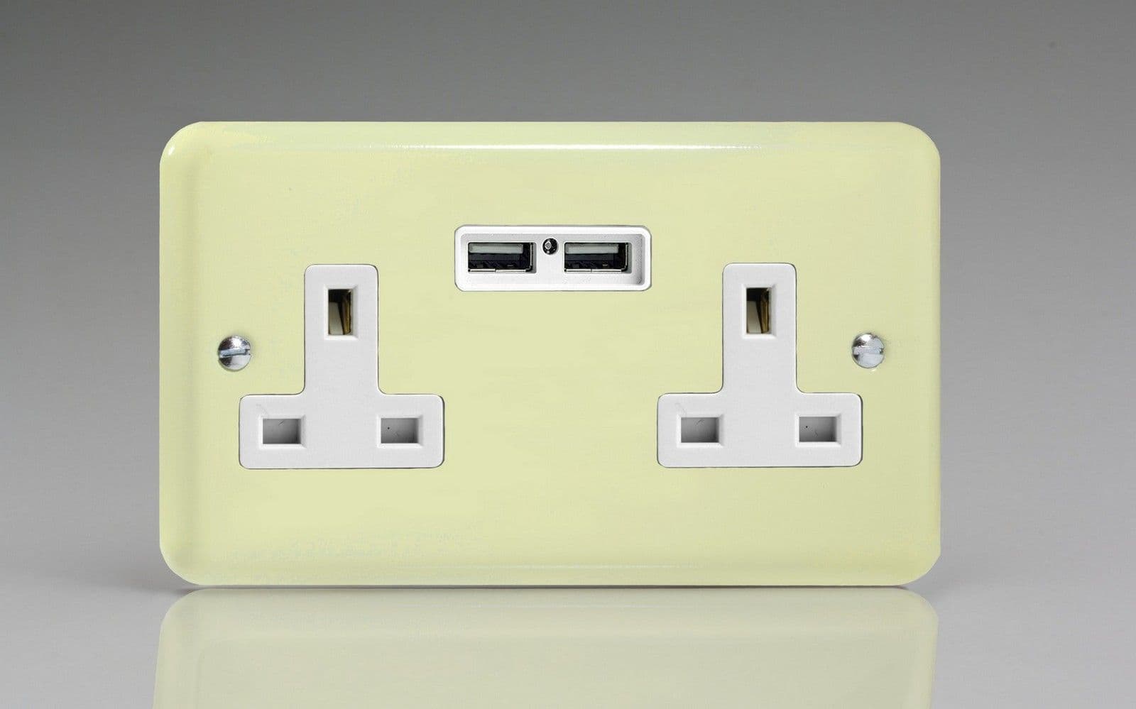 Varilight 2-Gang 13A Unswitched Socket 2 5V DC 2100mA USB Ports in ...