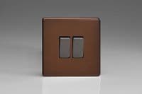 Varilight 2 Gang 2 Way 10A Rocker Light Switch Screwless Mocha Dec ...
