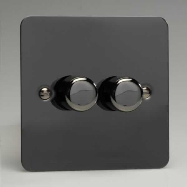 Varilight 2 Gang 2 Way 2x250W Push on/off Dimmer Ultra Flat Iridium ...