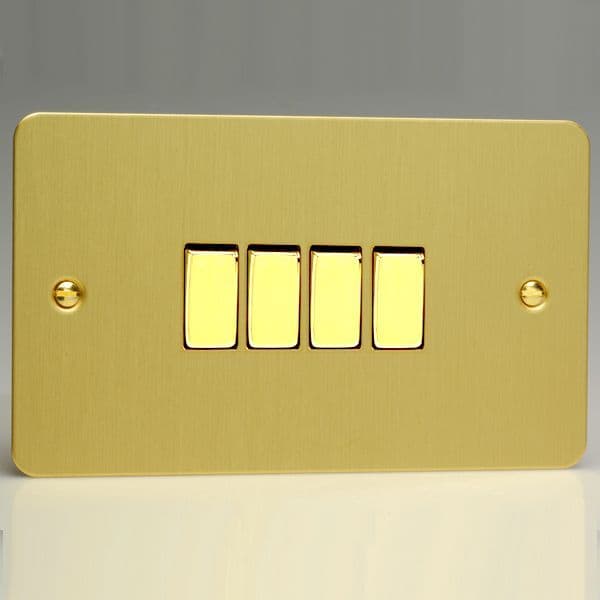 Varilight 4 Gang 1 or 2 Way 10A Rocker Light Switch Ultra Flat Brushed ...