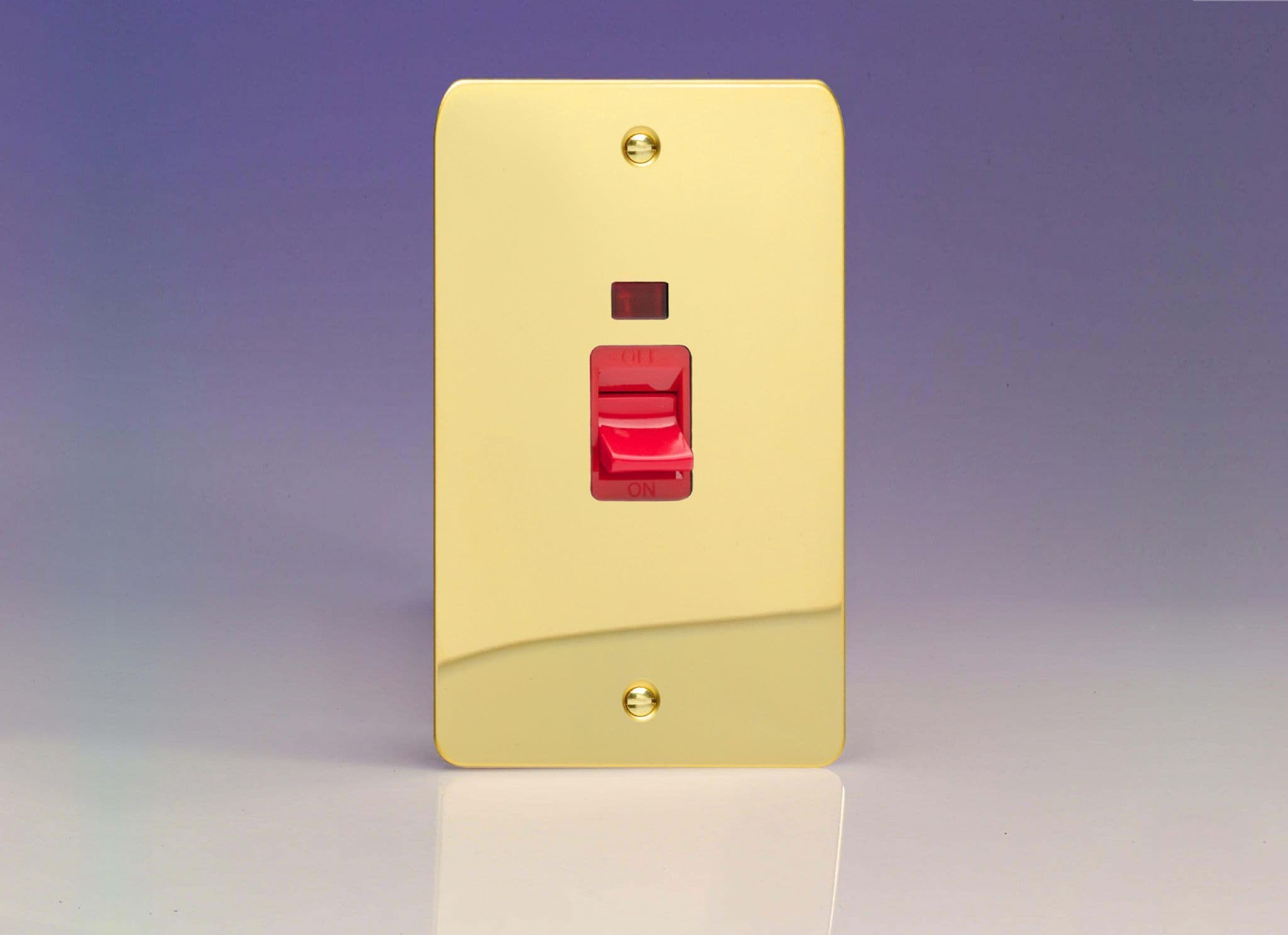 Varilight 45A Cooker Switch Neon Vertical Twin Plate Red Rocker ...