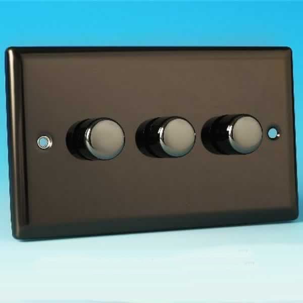 Varilight V-Pro 3 Gang 2 Way 3x300W Push on/off LED Dimmer Light Switch ...