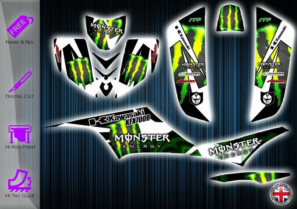 KAWASAKI KFX700 STICKERS - GRAPHICS KIT - DECALS - KAWASAKI KFX 700 ...