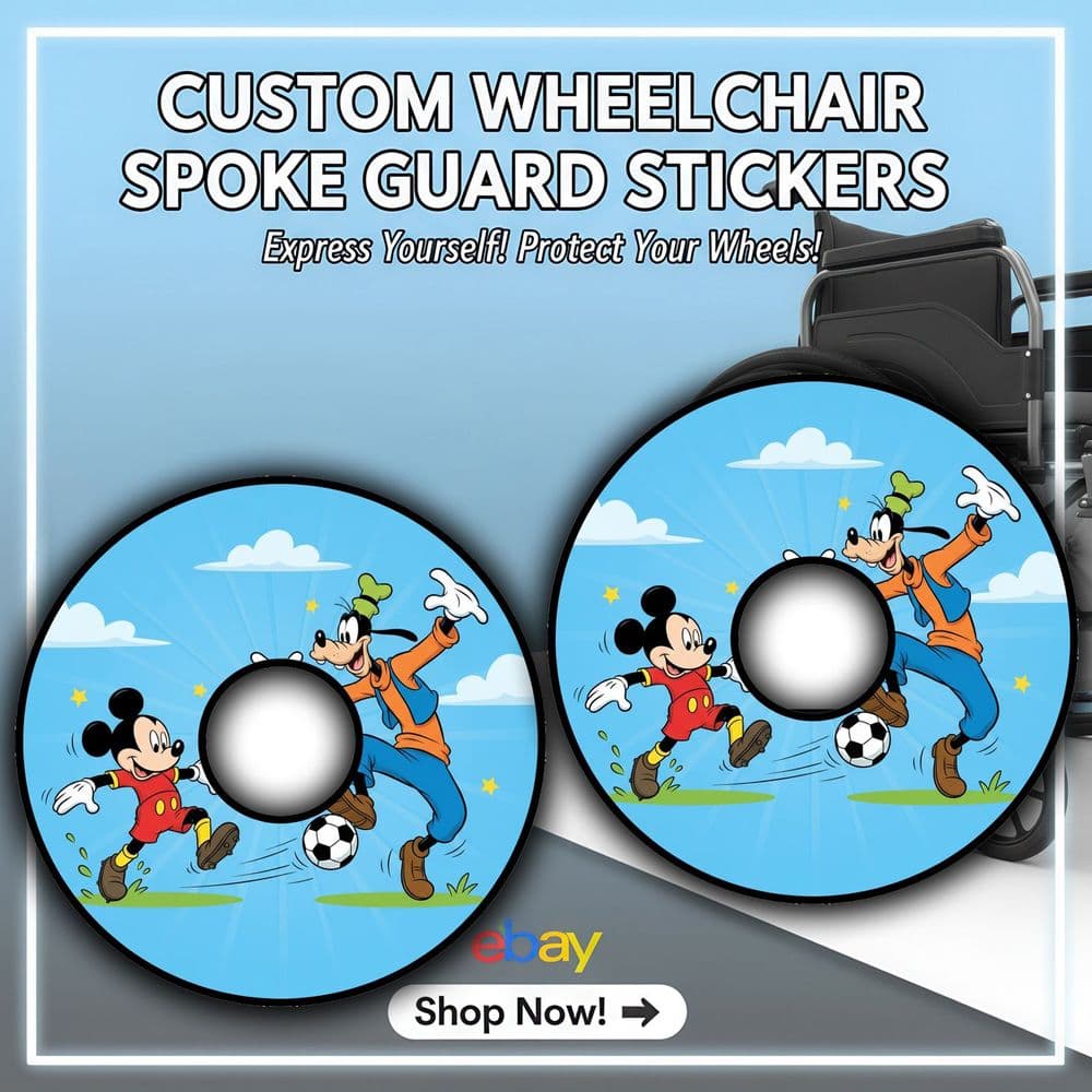 Mickey Mouse & Goofy Playing Football Spoke Guard Covers wheel258