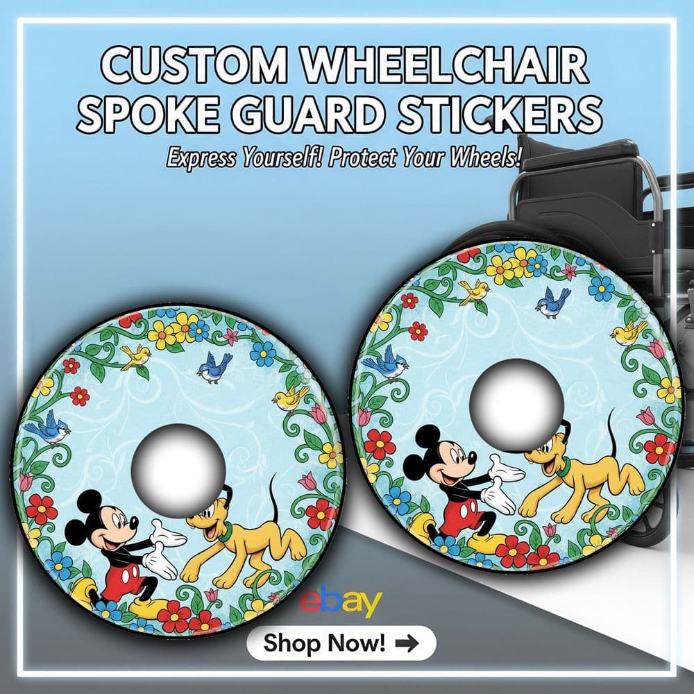Mickey Mouse & Pluto Playful Pals Floral Wheelchair Art wheel252