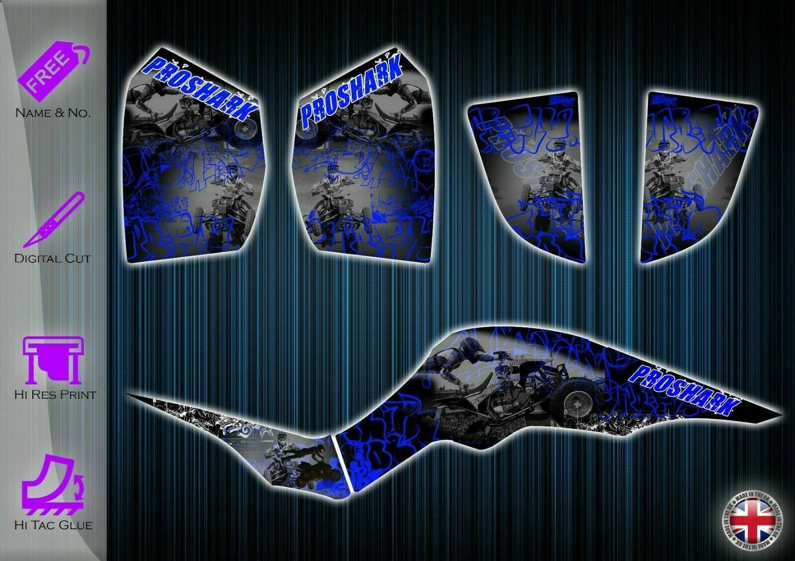 QUADZILLA PROSHARK 100 STICKERS - GRAPHICS KIT - DECALS - QUADZILLA ...