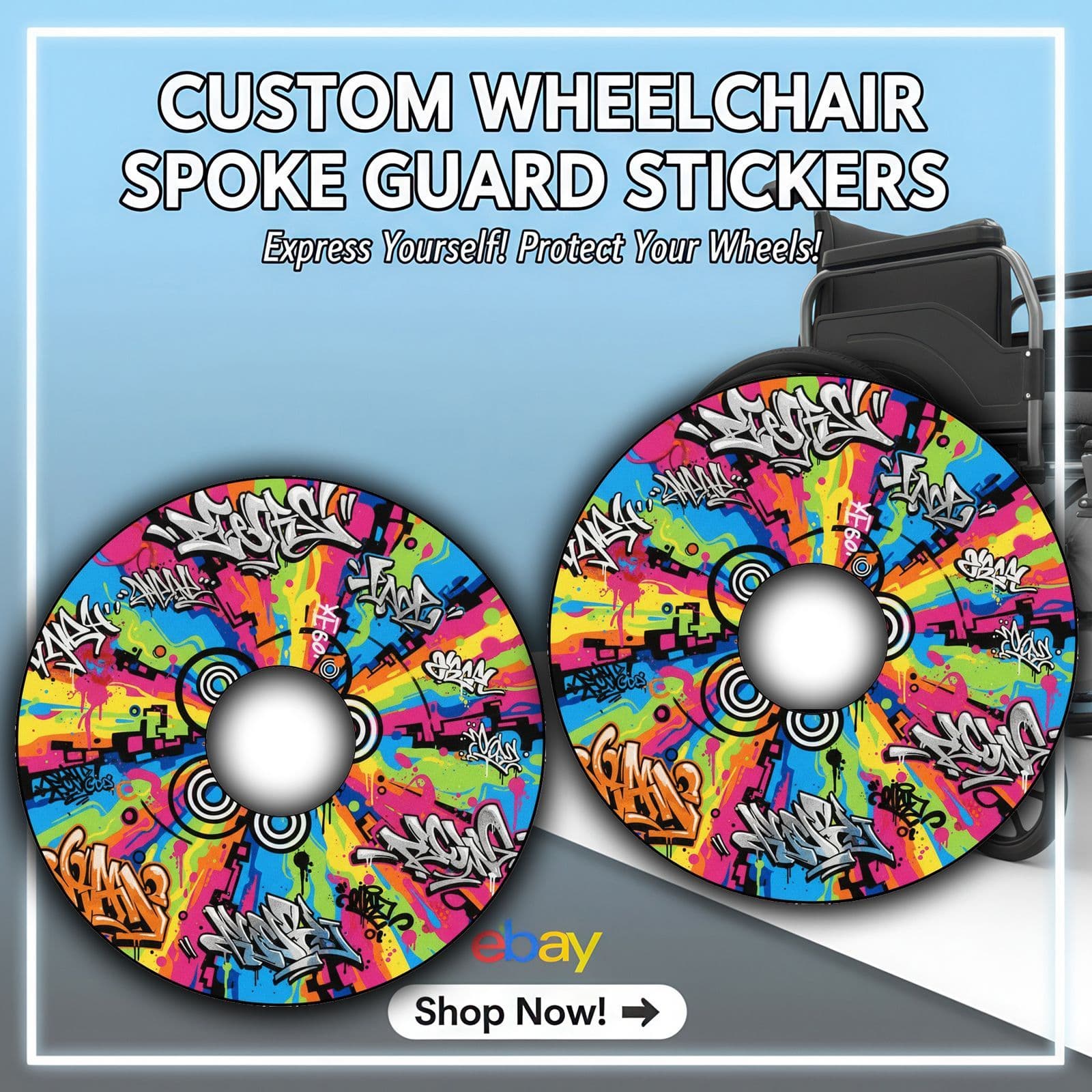 Vibrant Graffiti Art Wheelchair Spoke Guards wheel86