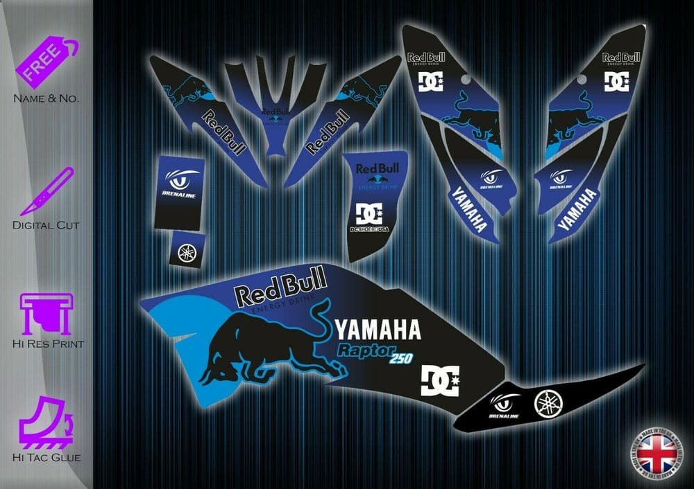 YAMAHA RAPTOR 250 STICKERS - GRAPHICS KIT - DECALS YFM 250 ATV GRAPHICS KIT
