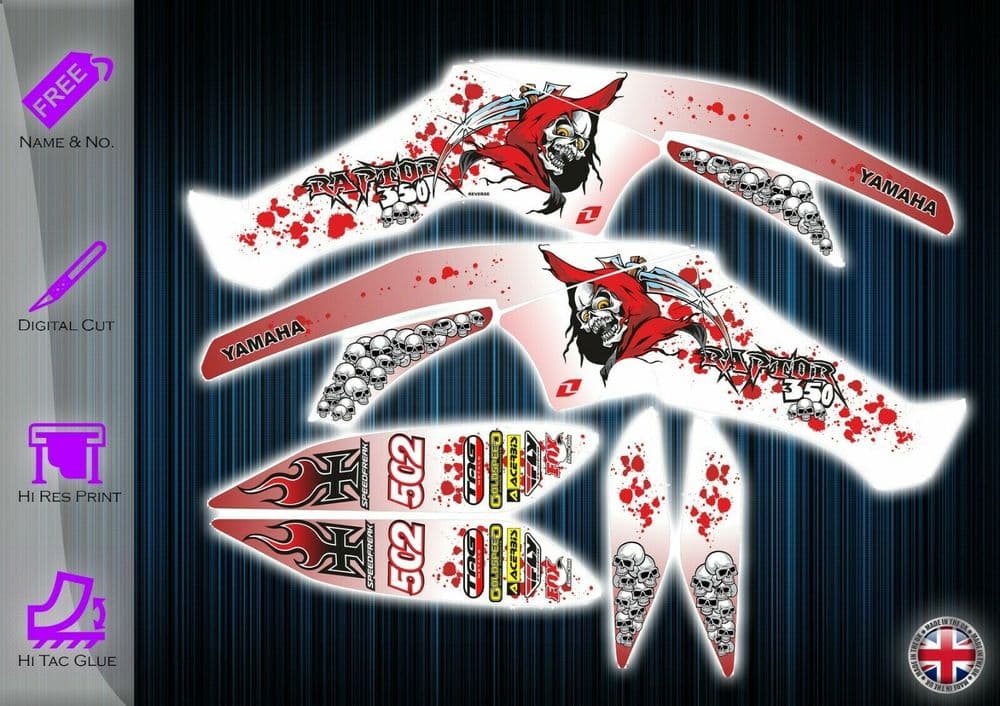 YAMAHA RAPTOR 350 STICKERS - GRAPHICS KIT - DECALS YFM 350 ATV GRAPHICS KIT