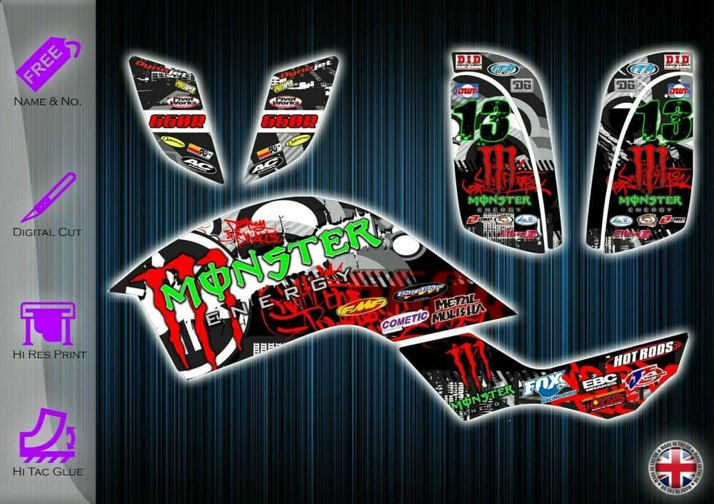 YAMAHA RAPTOR 660 STICKERS - RAPTOR 660R GRAPHICS KIT - DECALS YFM ...