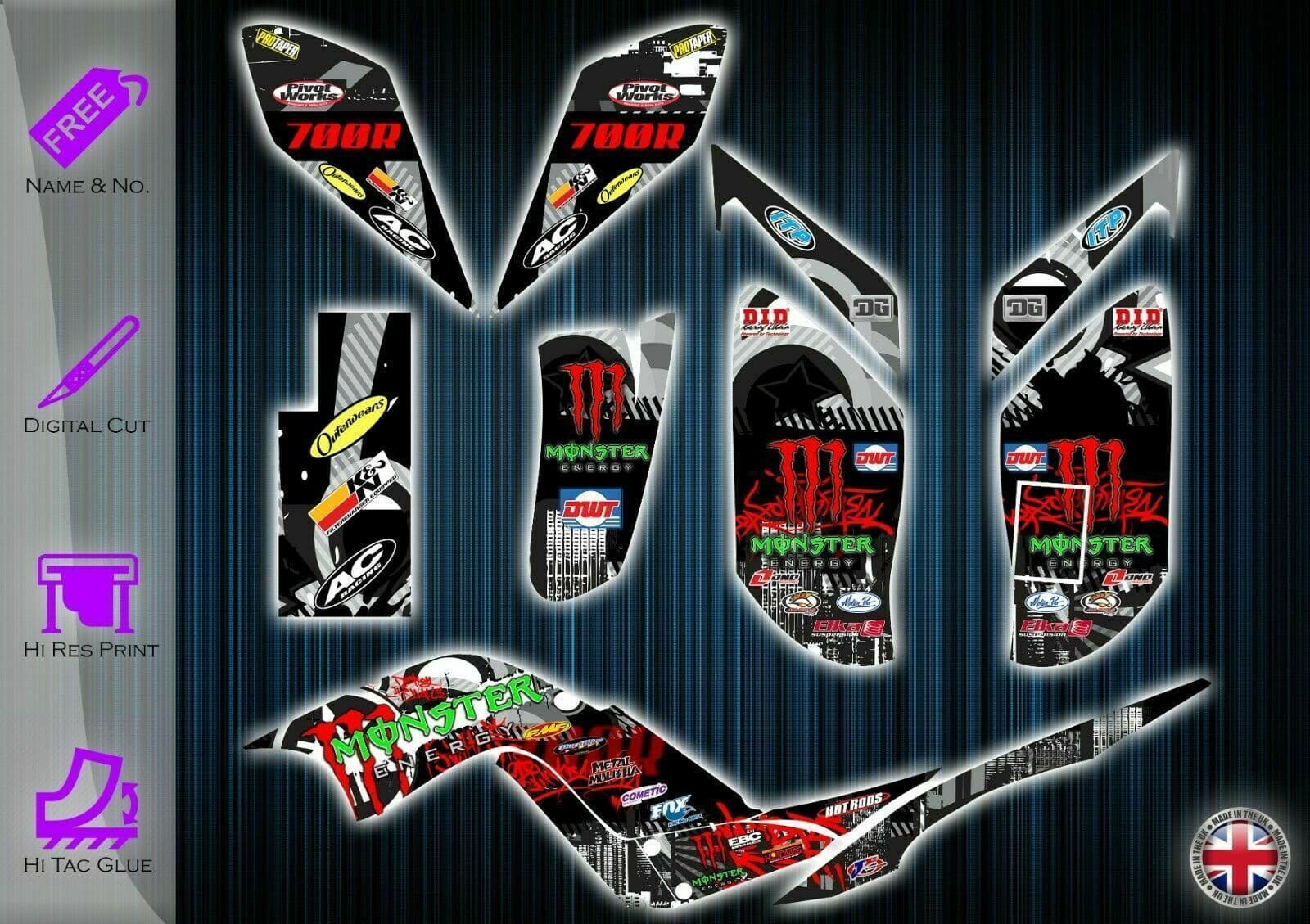 YAMAHA RAPTOR 700 STICKERS - GRAPHICS KIT - DECALS YFM 700 ATV GRAPHICS ...