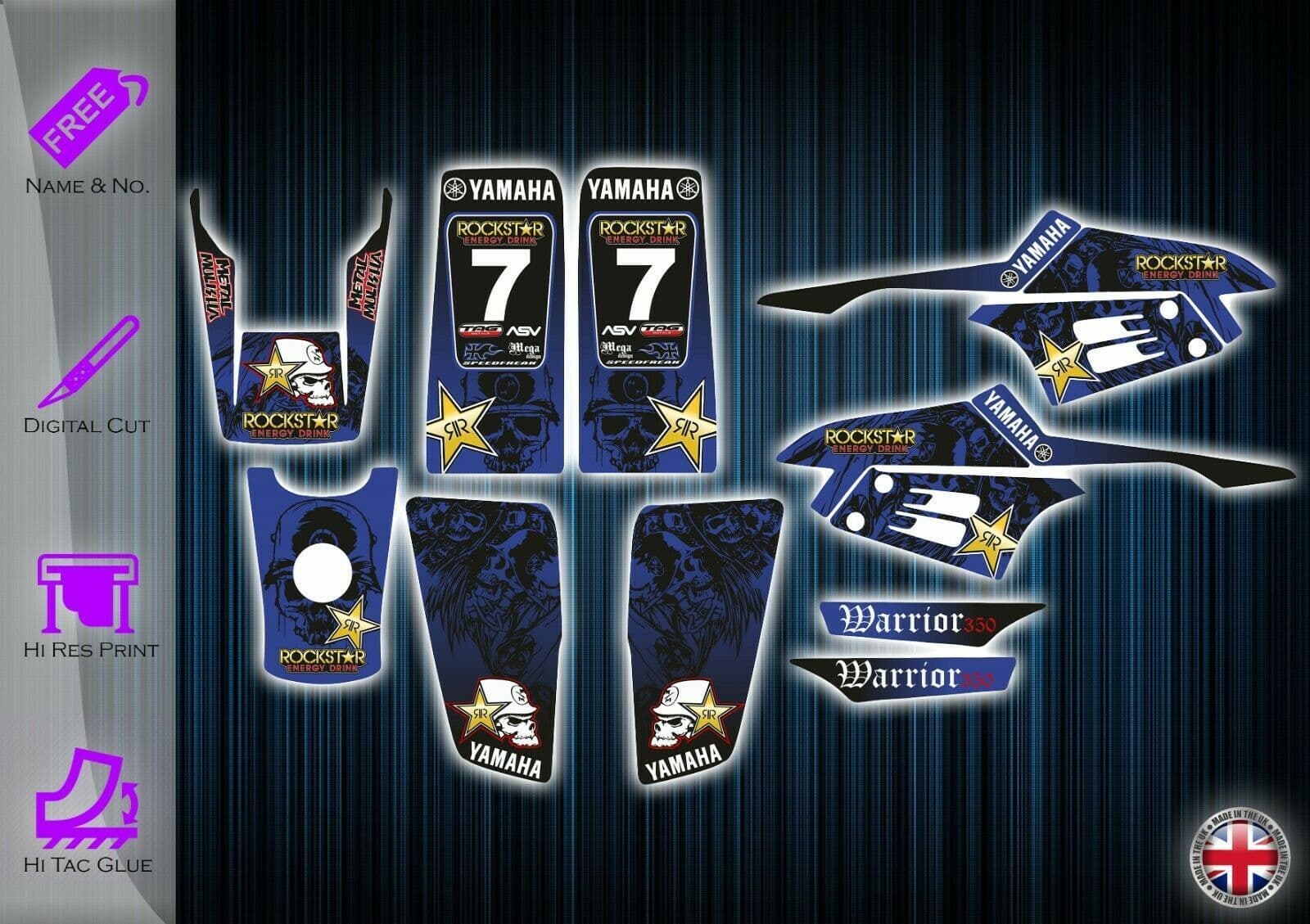 YAMAHA WARRIOR 350 STICKERS - GRAPHICS KIT - DECALS WARRIOR 350 ATV ...