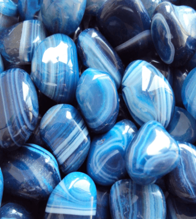 Blue Striped Agate - Polished Tumbled Gemstone.