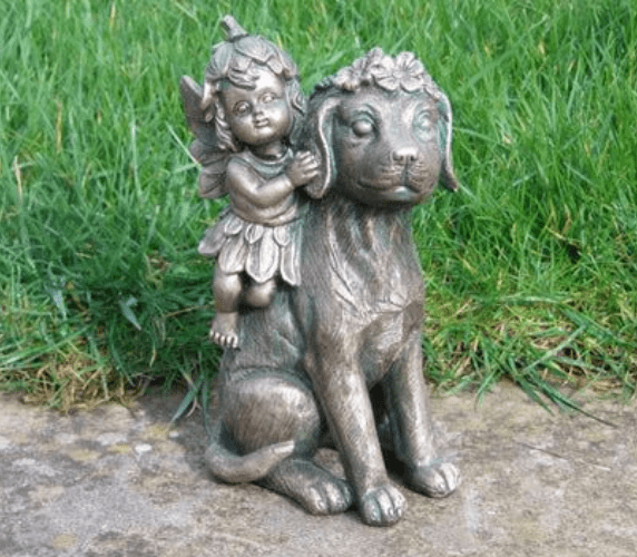 Bronze Effect Fairy with Dog.