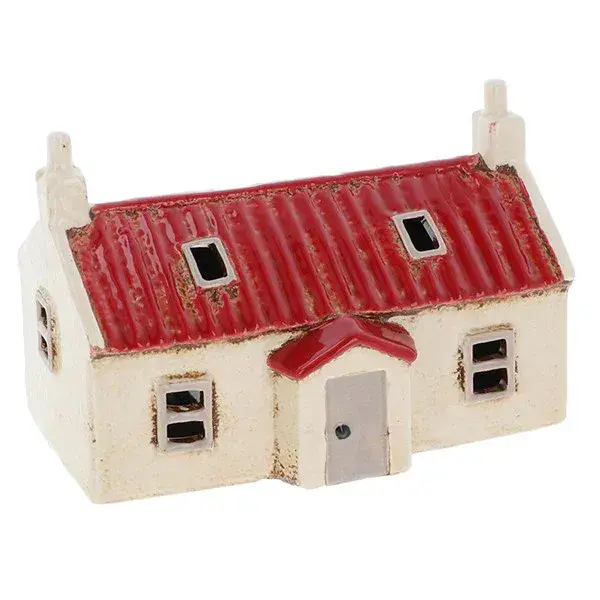 Ceramic - Village Pottery Red Roof Scottish Croft - Tealight Holder - 17cm.