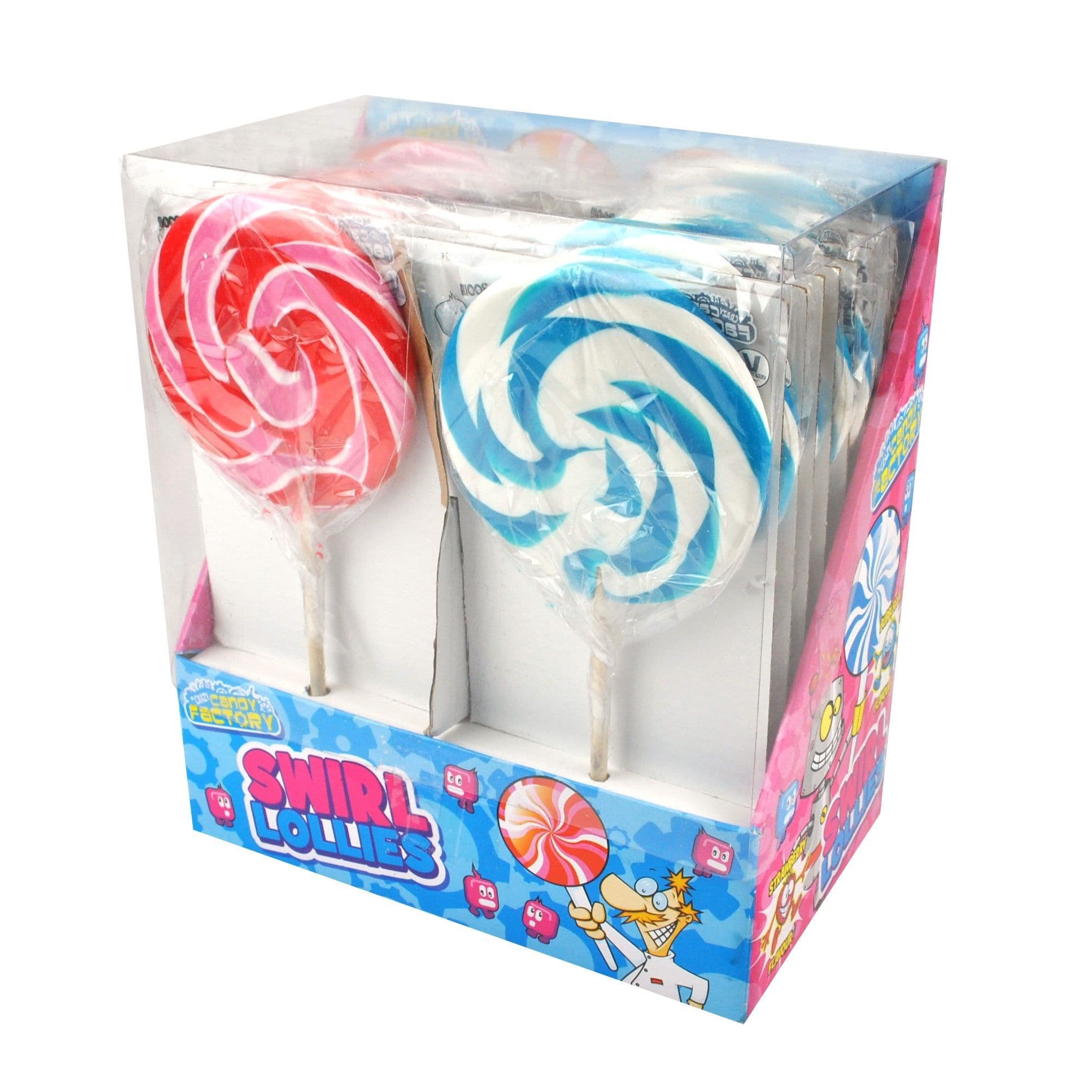 Crazy Candy Factory - Strawberry & Bubblegum Swirl Lollies - 80g.