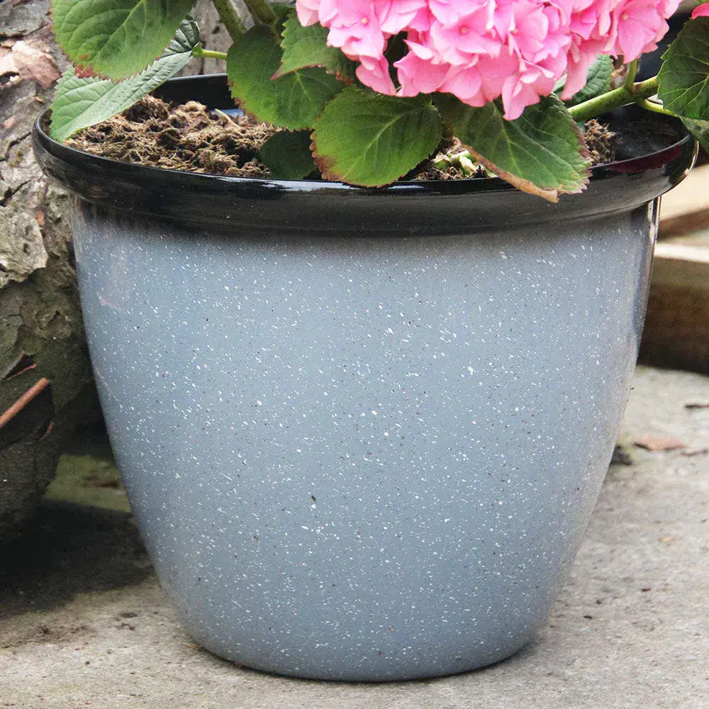 Eco Pot - Recycled Plastic - 10" Honey Pot Planter - Speckled Grey.