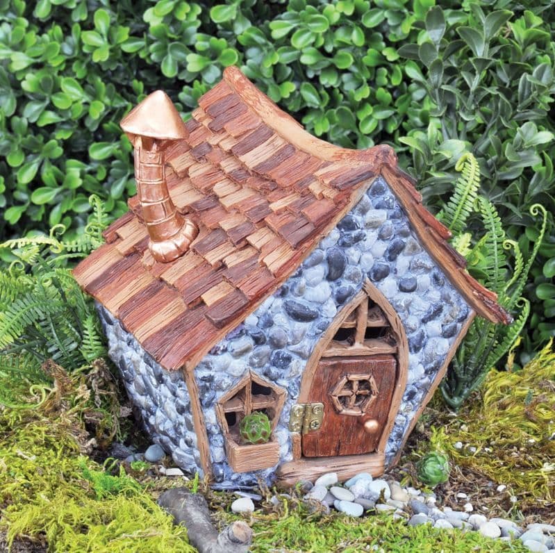 Fiddlehead Fairy House- Shingletown Crooked Cottage with Open/Close Door.
