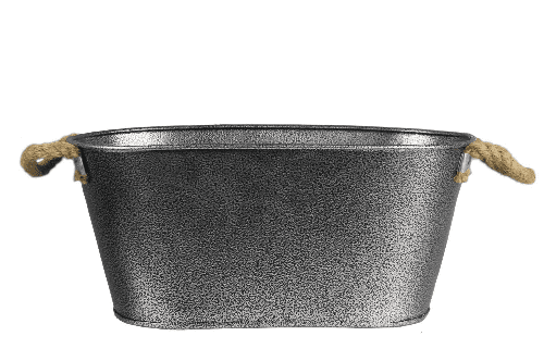 Hammered Galvanised tin Trough Planter - 28cm.