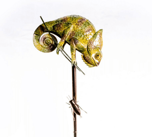 Handcrafted Reclaimed Metal - Chameleon Wind Spinner - 120cm Tall,