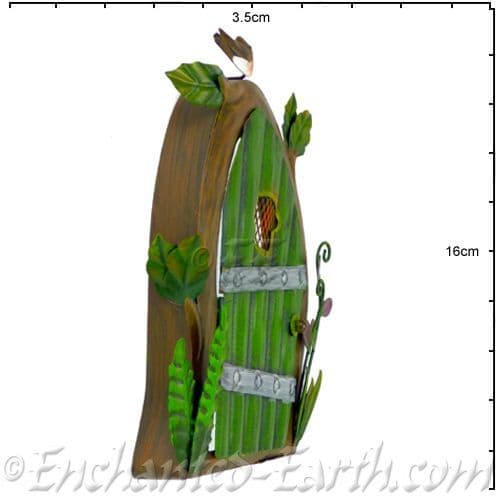 Large Fairy Kingdom Opening Green Metal Pixie Door with little robin ...