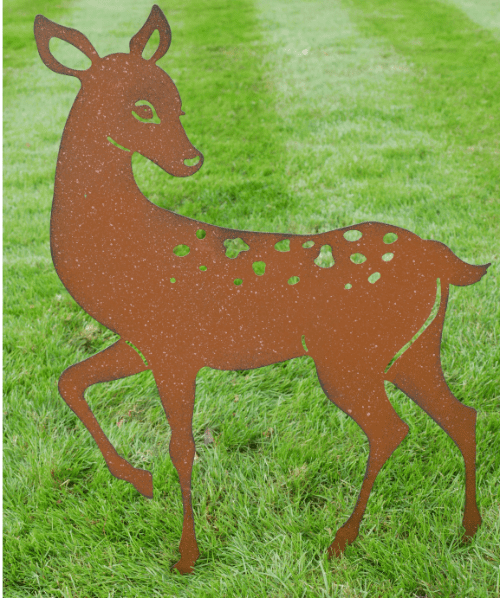 Large Garden Deer Stake - Aged Metal - 80cm.