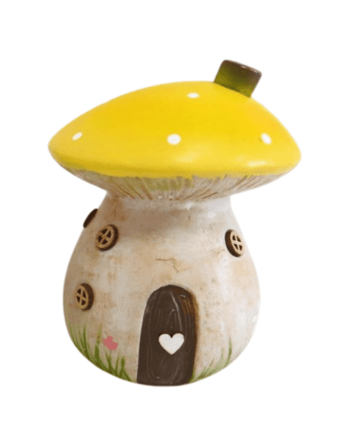 Lemon Country Cottage Mushroom House - 14cm.