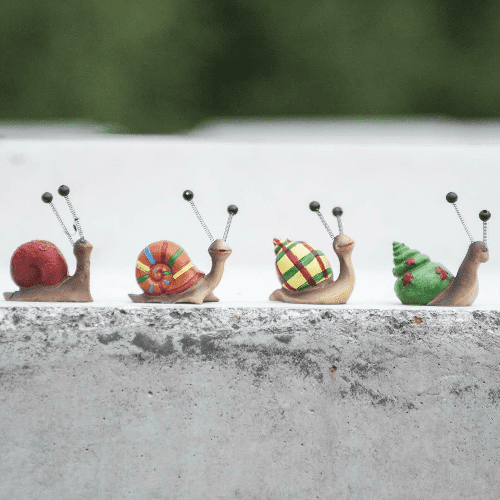 Miniature Fairy Garden Cute Handmade Snails - set of 4.