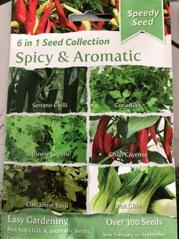 Pack of 300 seeds - Seed Collection 6 in 1 - Spicy & Aromatic.