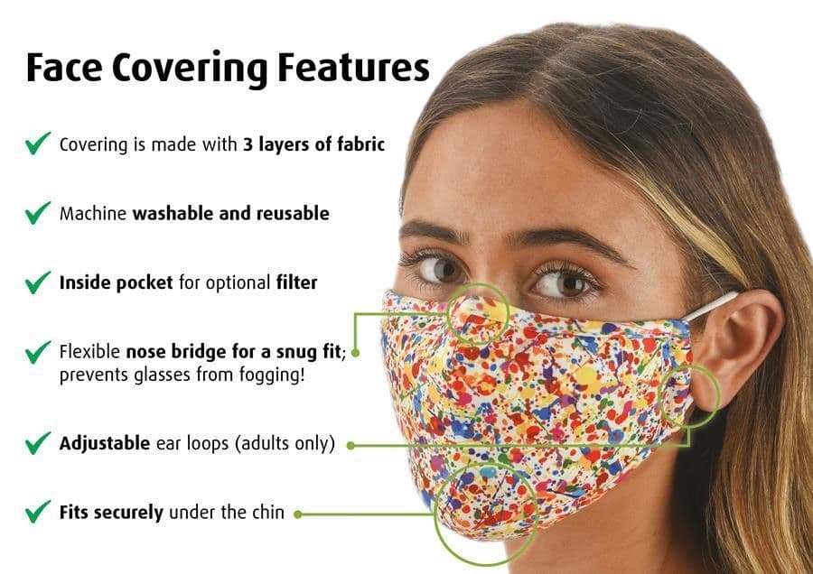 Paint Splatter - Multi - Colour - Party Face Mask /Face Covering.