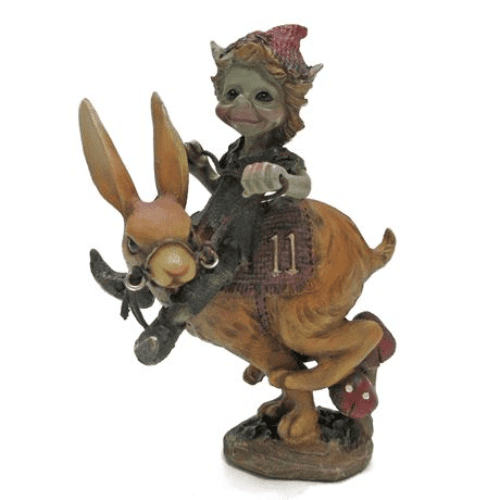 Peter the Pixie Riding a Hare - 11.5cm.