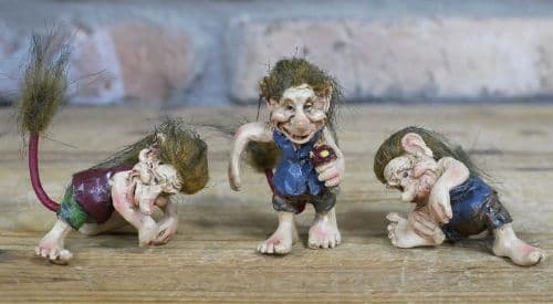 Set of 3 Magical Forest Trolls - Pot hangers - 7cm.