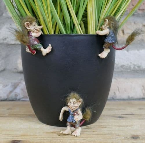 Set of 3 Magical Forest Trolls - Pot hangers - 7cm.