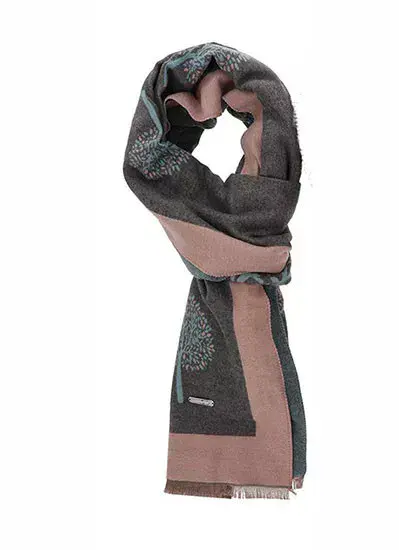 Tree of Life Scarf - Soft Luxury Feel - Grey & Pink.