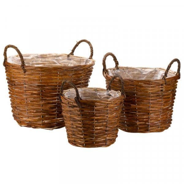 Trio of Planting Baskets - 3 Natural Willow Planters.